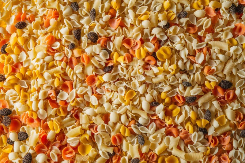Assorted Pasta Shapes in Colorful Array. Neural Network AI Generated ...