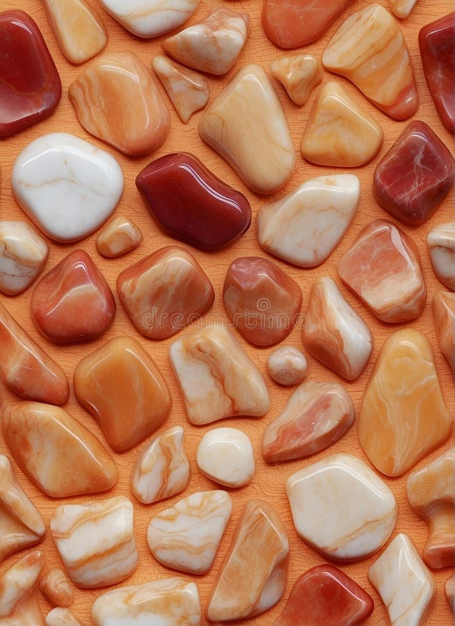 Assorted Pastel Orange Gemstones on a Uniform Background Stock ...