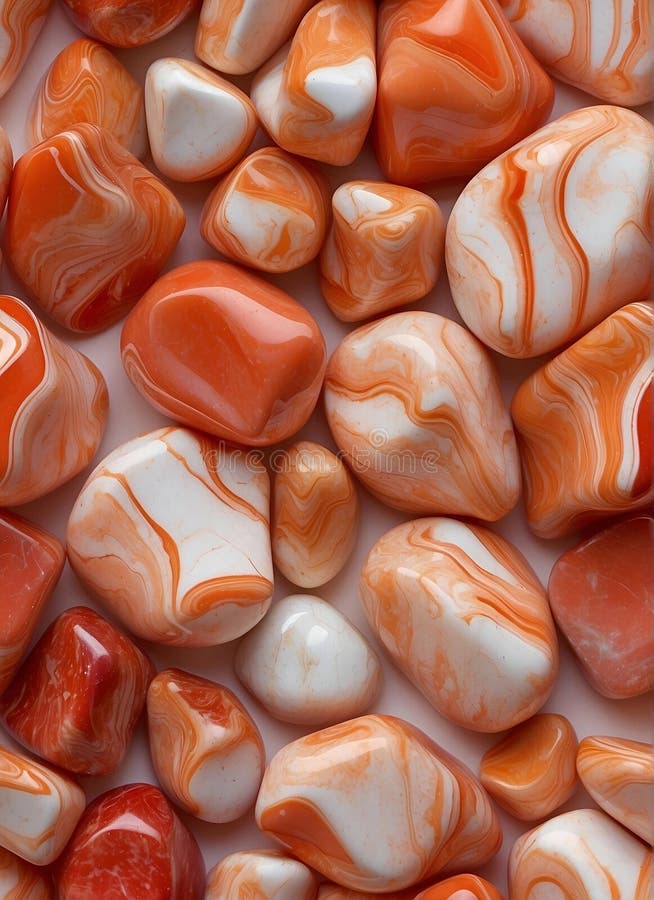 Assorted Pastel Orange Gemstones on a Uniform Background Stock ...