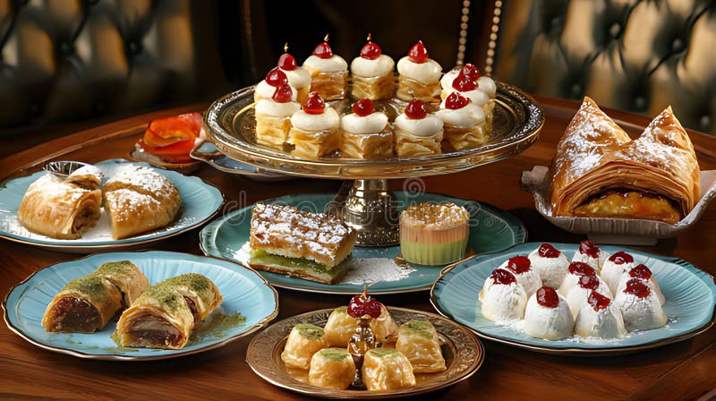Assorted Pastries, Cakes, and Sweets on a Table Stock Photo - Image of ...