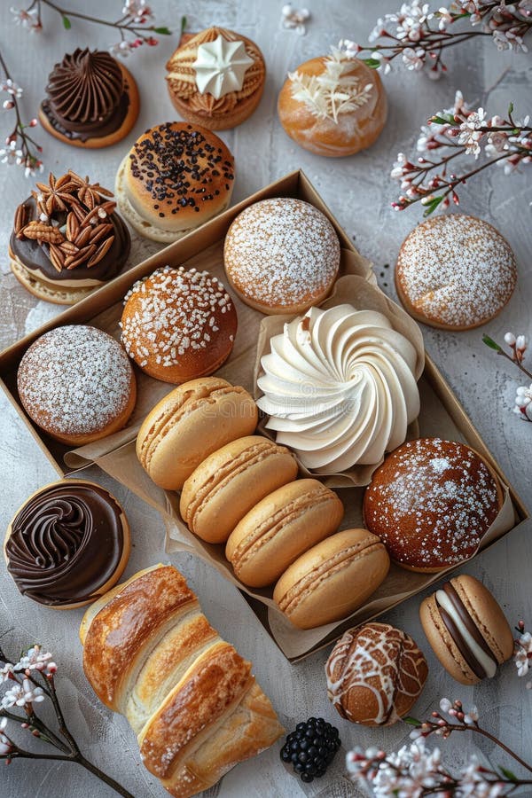 Assorted Pastries and Desserts Stock Illustration - Illustration of ...