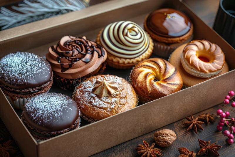 Assorted Pastries and Desserts Stock Illustration - Illustration of ...