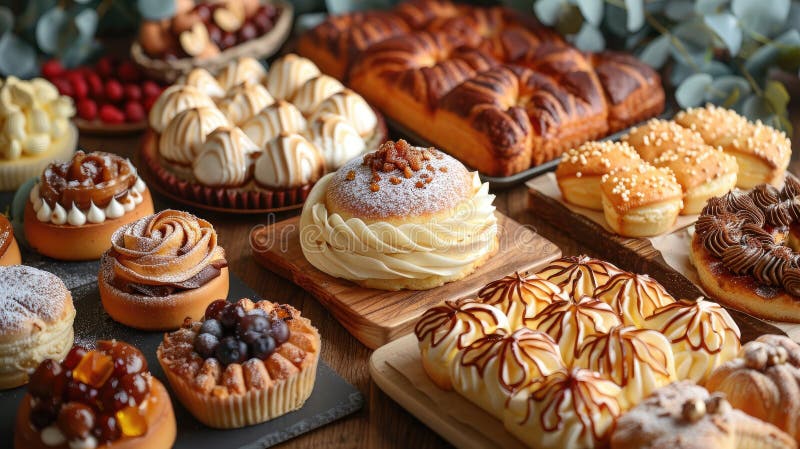 Assorted Pastries and Desserts Stock Illustration - Illustration of ...