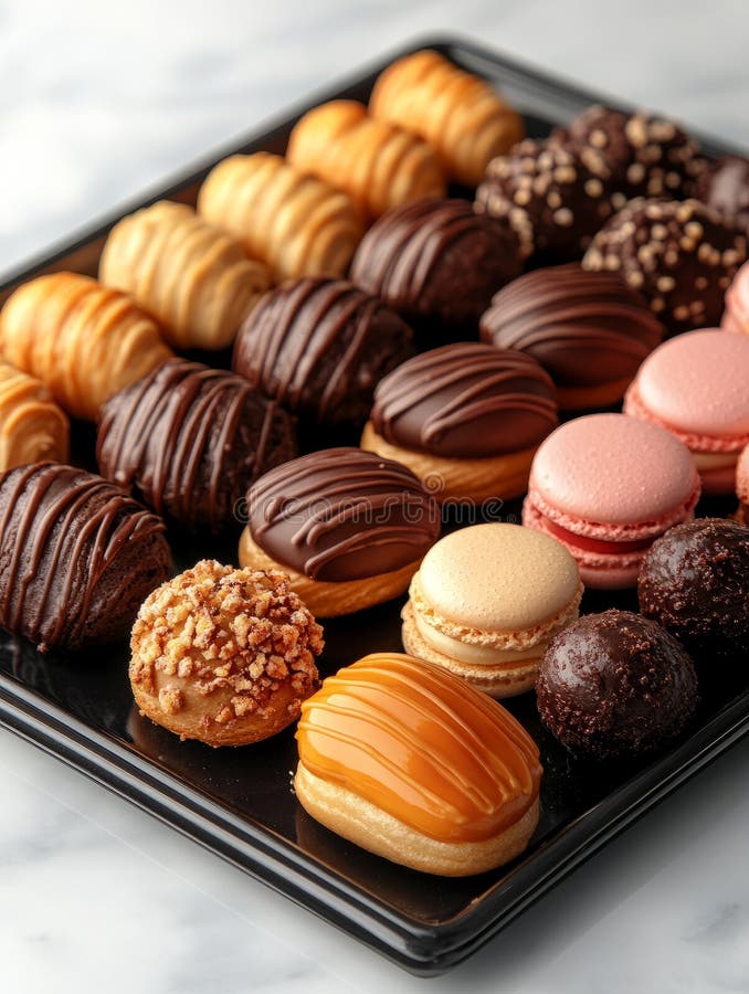 Assorted Pastries and Desserts on a Tray. Stock Image - Image of ...