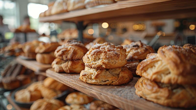 Assorted Pastries on Display in a Bakery. Stock Photo - Image of ...