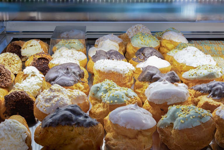 Assorted Pastries on Exhibition Inside a Pastry Shop Stock Photo ...