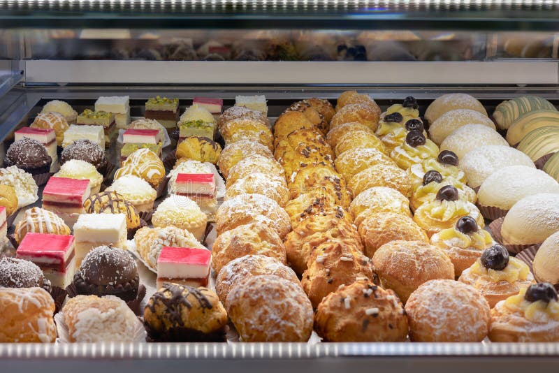 Assorted Pastries on Exhibition Inside a Pastry Shop Stock Image ...