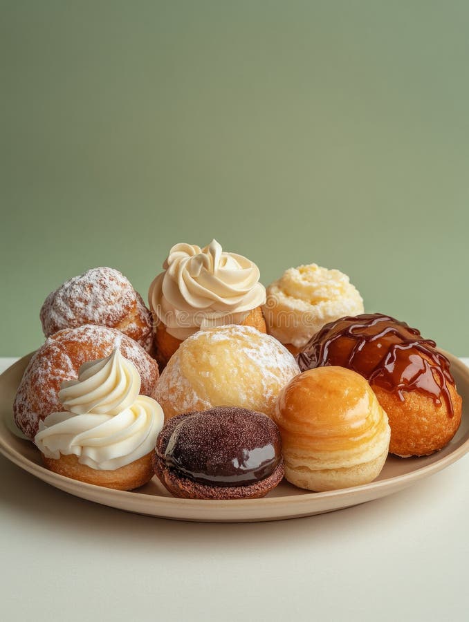 Assorted Pastries Plate Light Green Background Stock Photos - Free ...