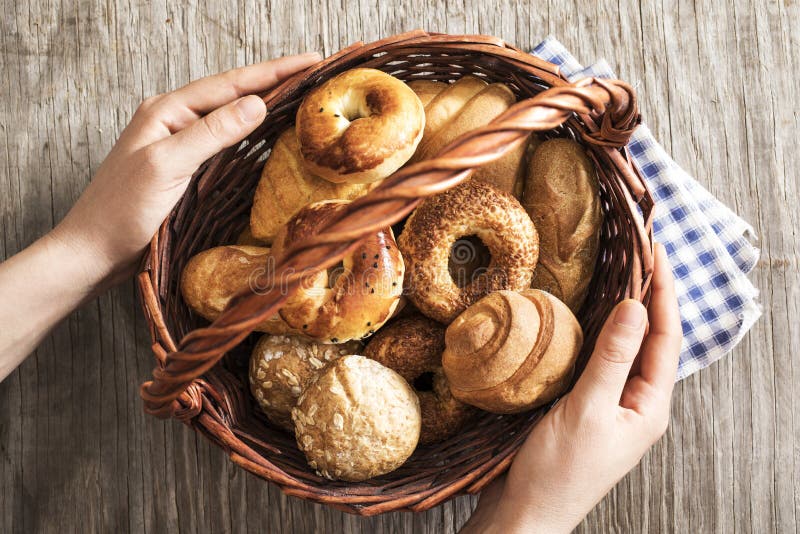 Assorted Pastries in Straw Basket Stock Image - Image of view, pastry ...
