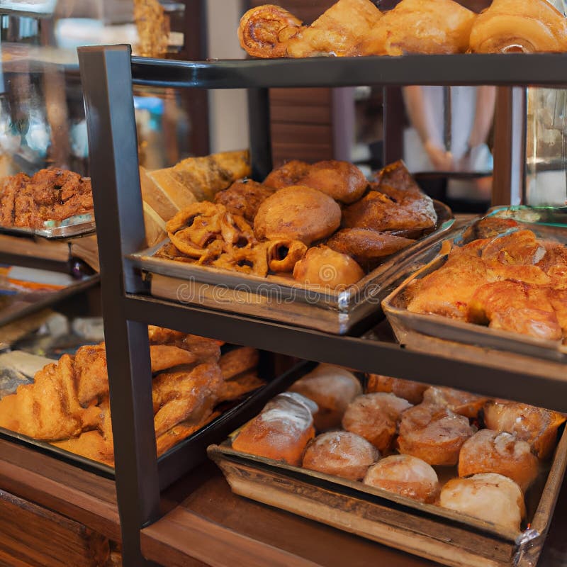 Assorted Pastry and Bread Arranged on Tray Selling at Bakery Shop Stock ...