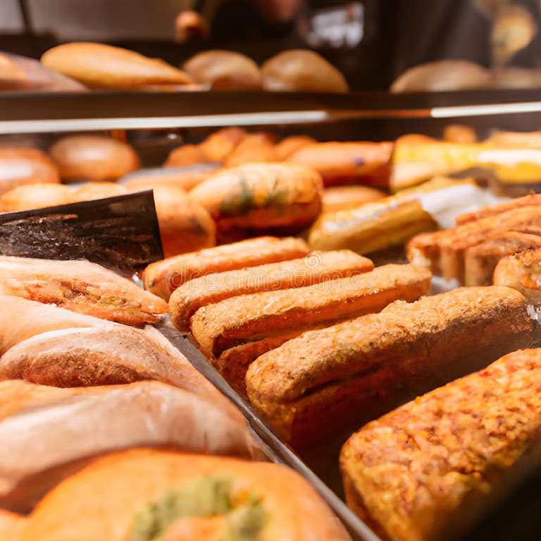 Assorted Pastry and Bread Arranged on Tray Selling at Bakery Shop Stock Illustration ...
