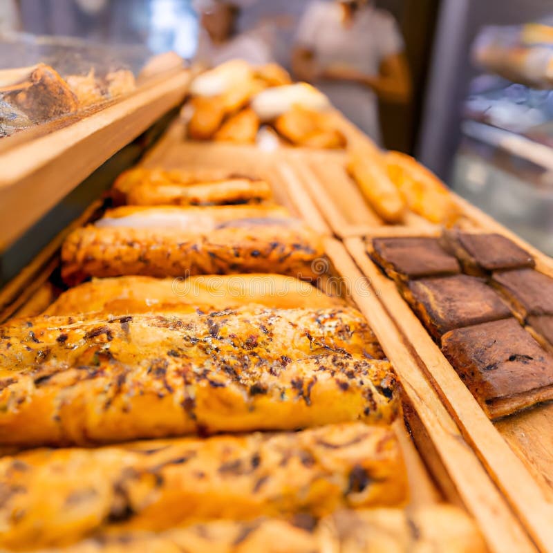 Assorted Pastry and Bread Arranged on Tray Selling at Bakery Shop Stock ...