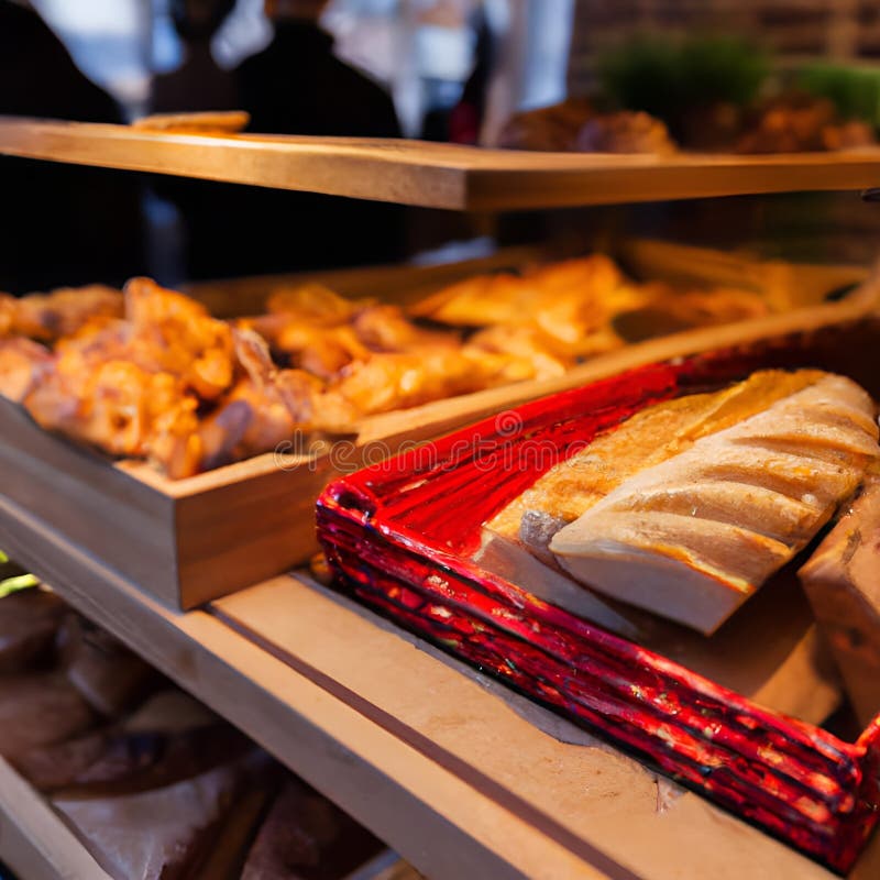 Assorted Pastry and Bread Arranged on Tray Selling at Bakery Shop Stock Illustration ...