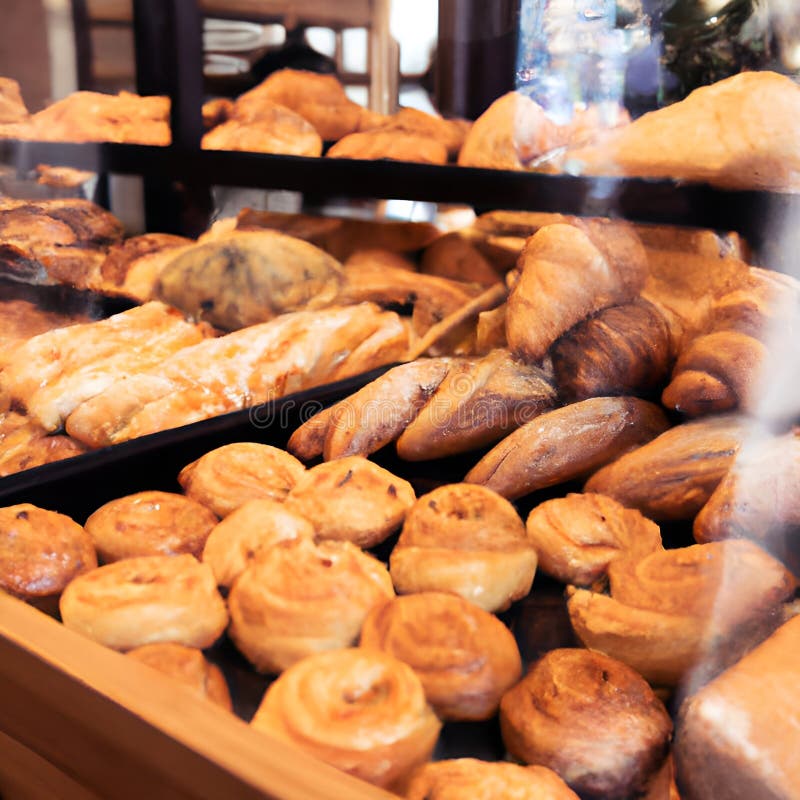 Assorted Pastry and Bread Arranged on Tray Selling at Bakery Shop Stock ...