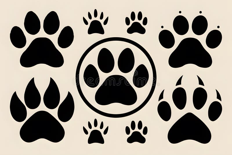 Assorted Paw Prints in Different Styles, Sizes, Shapes, and Colors ...