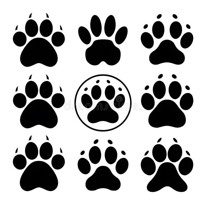 Assorted Paw Prints in Different Styles, Sizes, Shapes, and Colors ...