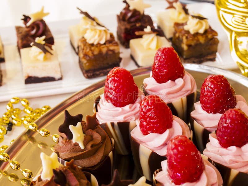 Assorted Petite Party Pastries Stock Image - Image of chocolate, beads ...
