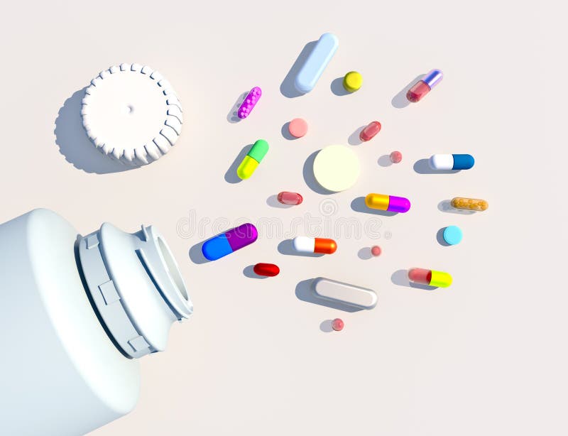 Assorted Medicine Bottles on a Shelf Stock Illustration - Illustration ...