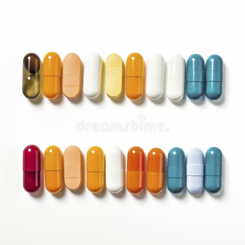 Colorful Medication Capsules on White Background Stock Photo - Image of ...
