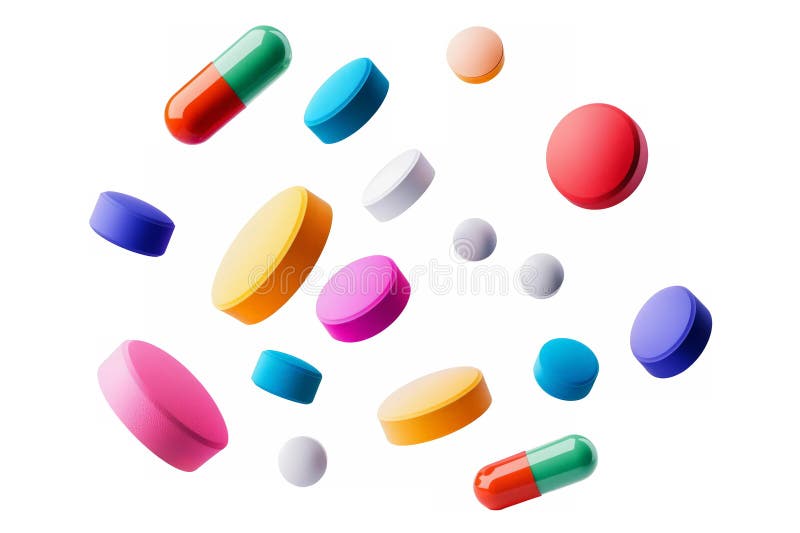 Assorted Pharmaceutical Pills in Vibrant Colors, Levitating at ...