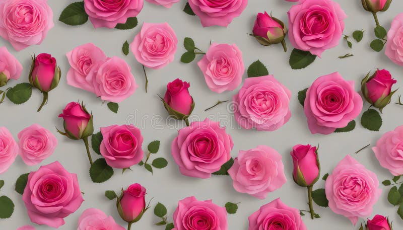 Assorted Pink Roses Arrangement Stock Illustration - Illustration of ...