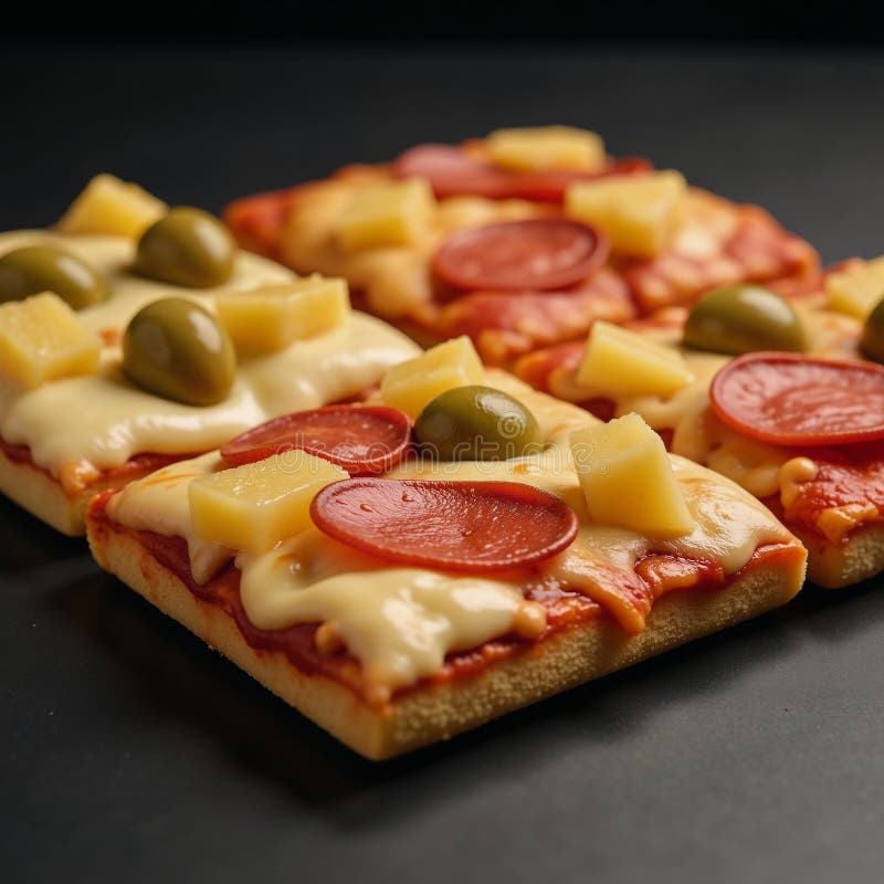 Assorted Pizza Square Designs with Various Toppings for a Delicious ...
