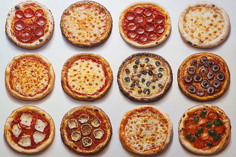 Assorted Pizza Toppings a Delicious Visual Feast Stock Illustration ...