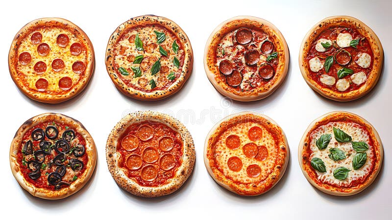 Assorted Pizza Toppings Pepperoni Olives Mushrooms and Basil Stock ...