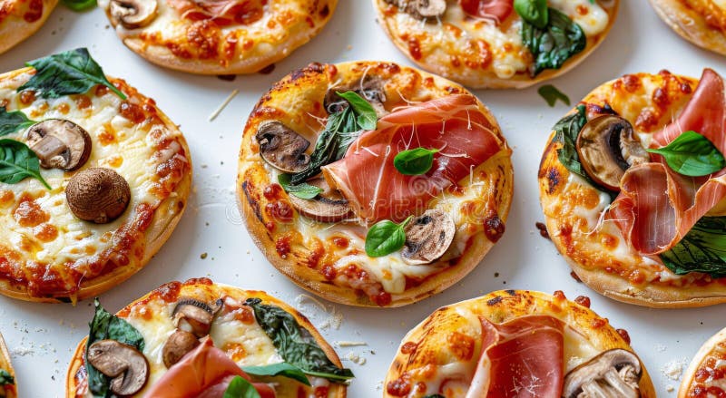 Assorted Pizzas Arranged on Paper Stock Photo - Image of delight ...