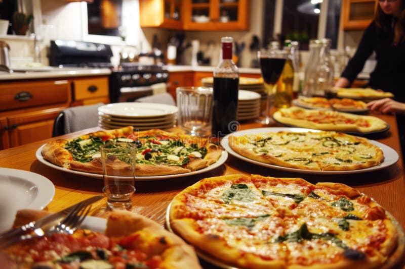 Assorted Pizzas on a Table Ready for Dinner Stock Image - Image of casual, meal: 312518937