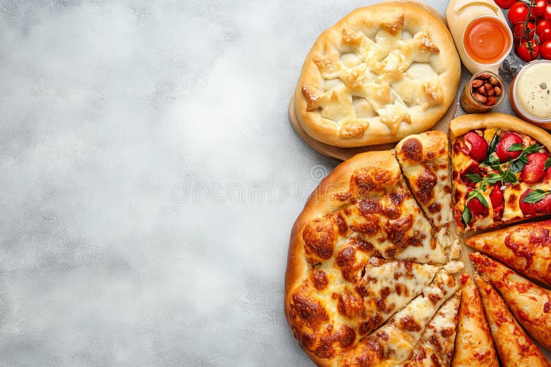 Assorted Pizzas with Various Toppings, Including Tomatoes, Pepperoni ...