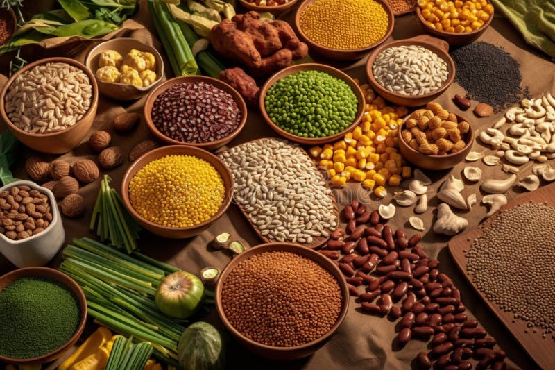 Assorted Plant-based Fiber-rich Ingredients, Inviting Creativity in the ...