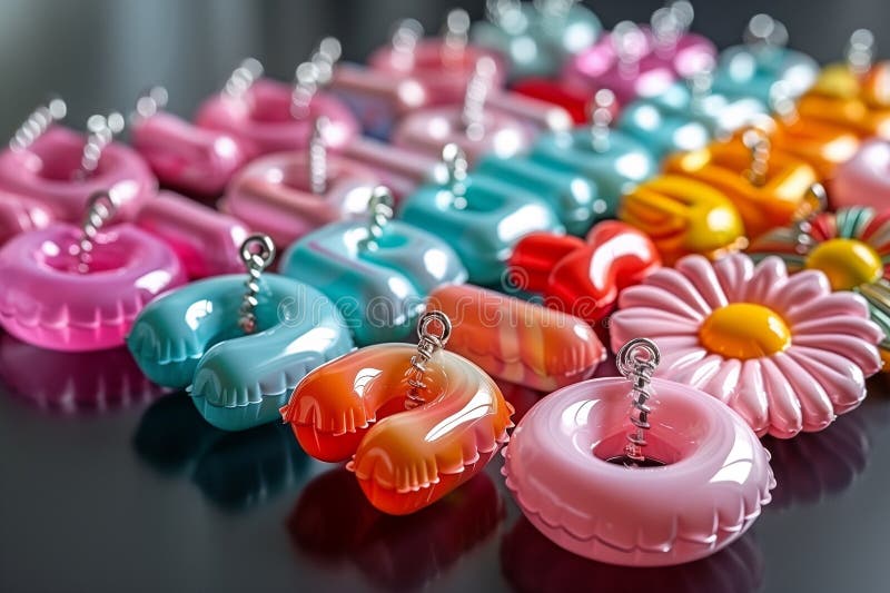 Assorted Plastic Items of Different Colors Lined Up Neatly on a Flat ...