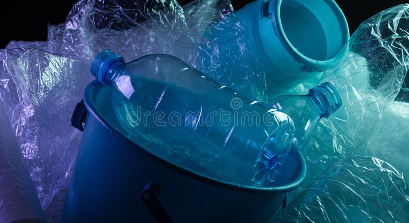 Assorted Plastic Items, Including a Transparent Bottle and Container ...