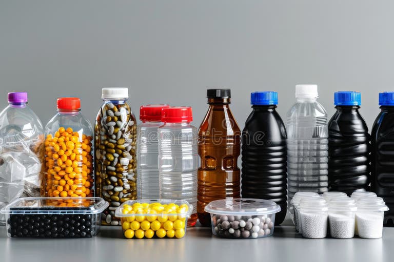 Assorted Plastic Packaging Products, Featuring Bottles, Containers, and ...