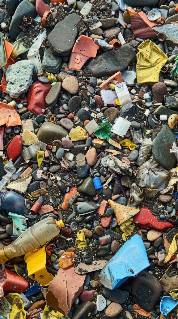 Assorted Plastic Pollution and Debris on a Beach Stock Image - Image of ...