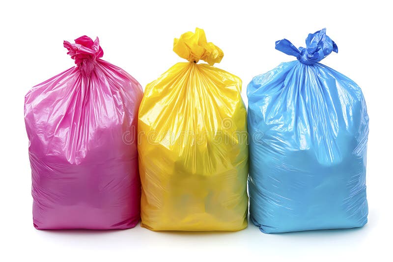 Assorted Plastic Trash Bags in Vibrant Colors Perfect for Waste Sorting ...