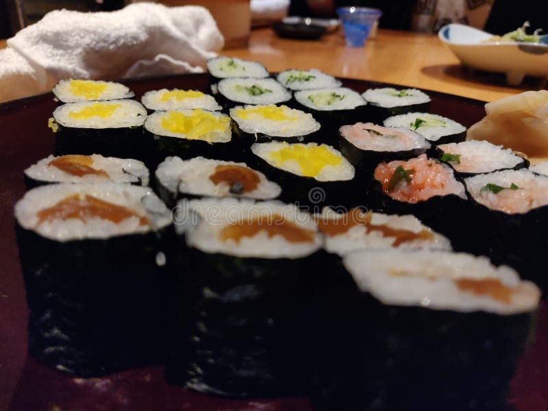 Assorted platter of Sushi stock image. Image of food - 183420051