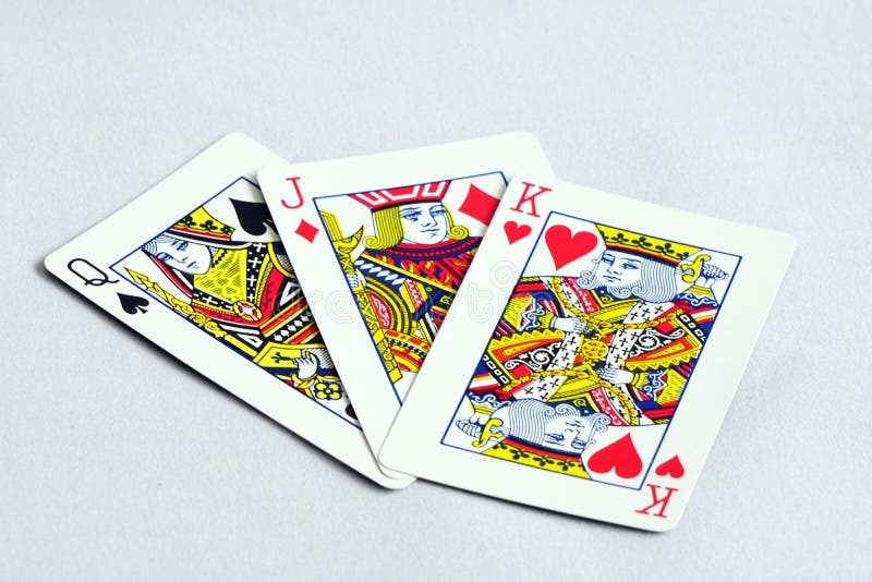 Assorted Play Cards and Combinations on White Background Close Up View ...