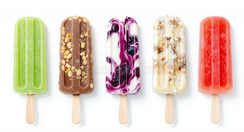 Assorted Popsicles Array Featuring Green Chocolate Mixed Berry Coconut ...