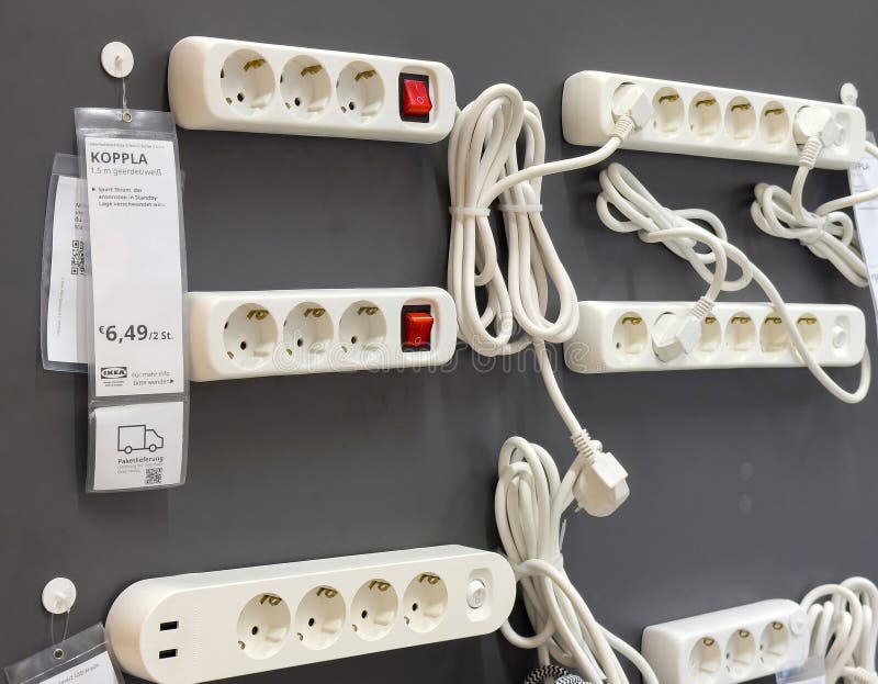 Assorted Power Strips with Multiple Outlets and Switches Displayed on ...