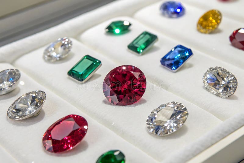 Assorted Precious Gems Displayed on a Bright White Surface Stock ...