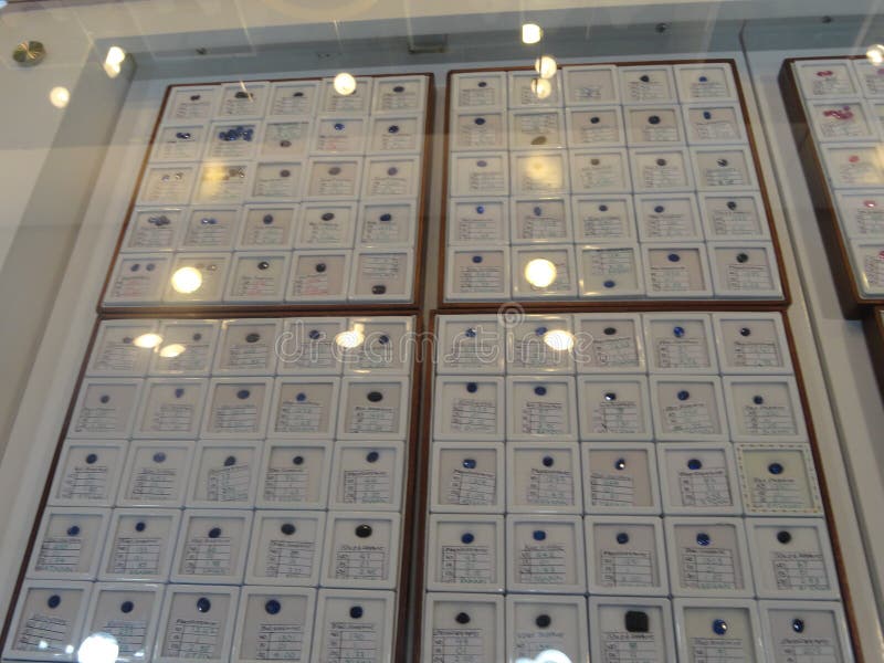 Assorted Precious Stones Kept in Glass Box with Ruby, Emerald Jade and ...