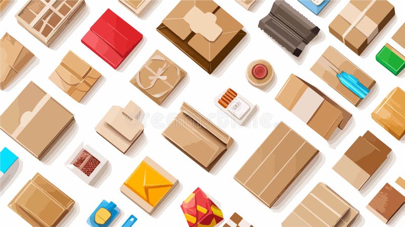 Assorted Product Boxes on Top View Background Stock Vector ...