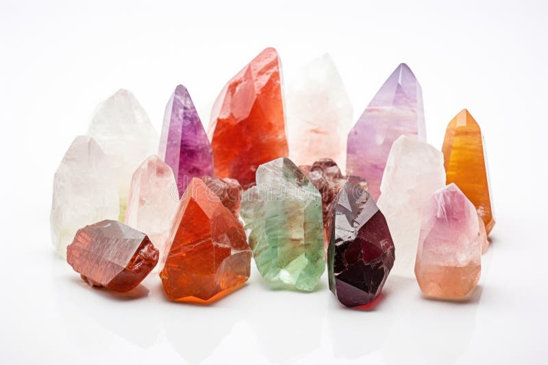 Assorted Quartz Crystals Arranged on a White Backdrop Stock ...