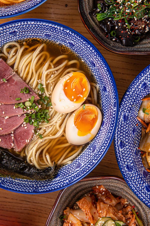 Assorted Ramen Noodle Soup Set Stock Photo - Image of restaurant, cafe ...