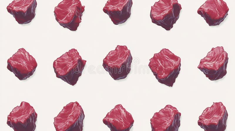Assorted Raw Beef Cubes Pattern on White Background Stock Photo - Image ...