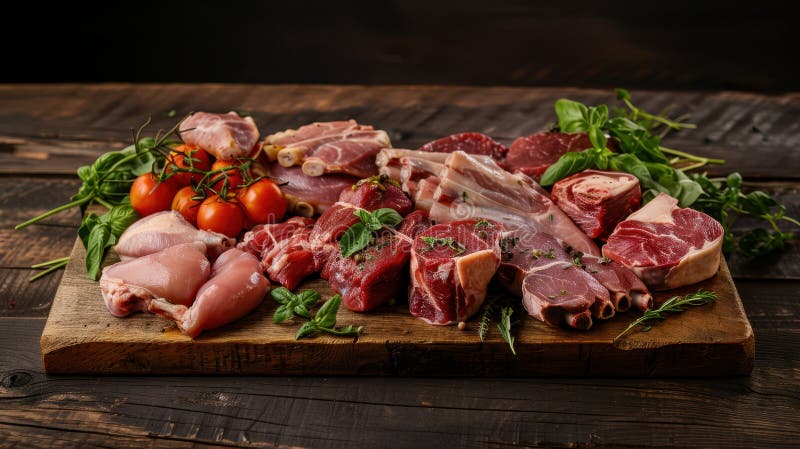 The Assorted Raw Meat Cuts.AI Generated Image Stock Image - Image of ...
