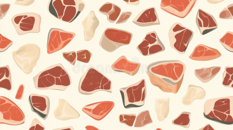 Assorted Raw Meat Cuts Pattern on Neutral Background Stock Photo ...