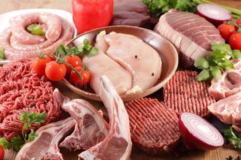 Assorted of raw meats stock photo. Image of lamb, fresh - 181165908